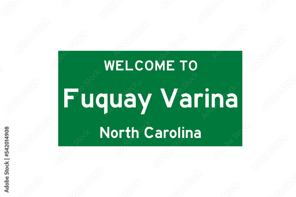 Fuquay Varina, North Carolina, USA. City limit sign on transparent ...