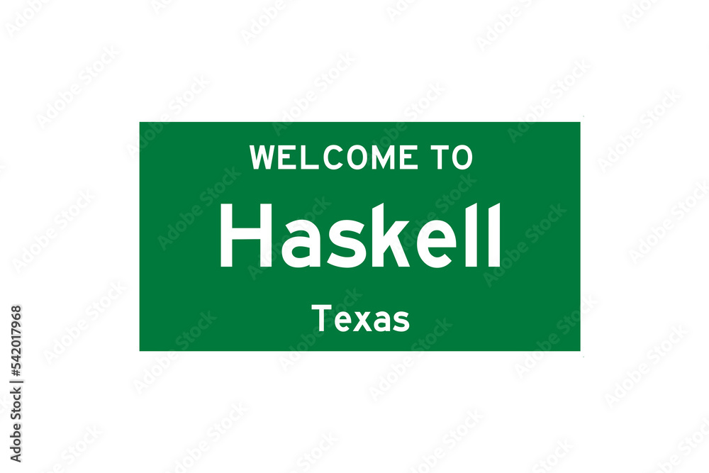 Haskell, Texas, USA. City limit sign on transparent background. Stock ...