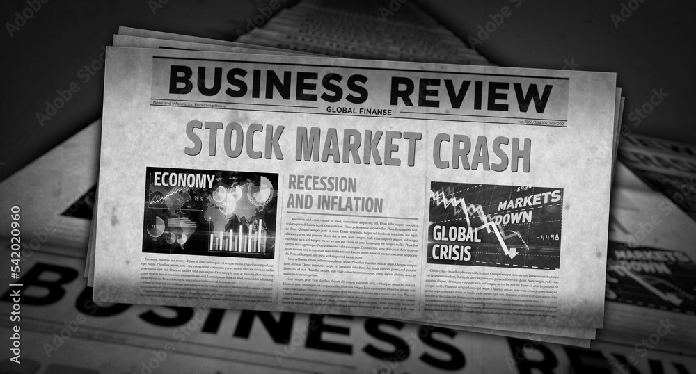 Stock market crash and business crisis newspaper printing media Stock ...