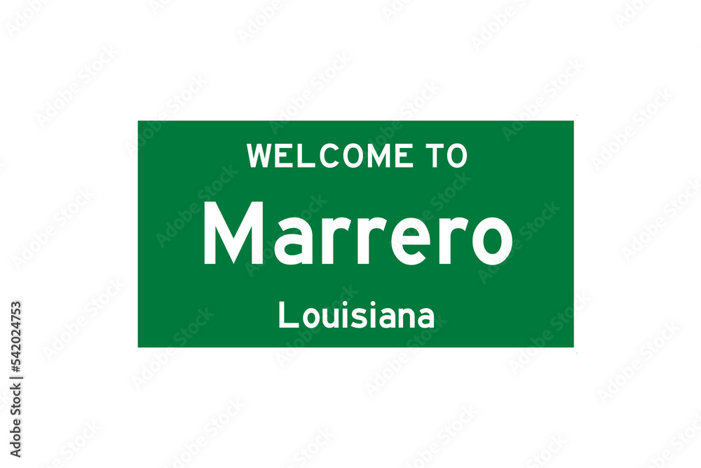 Marrero, Louisiana, USA. City limit sign on transparent background ...