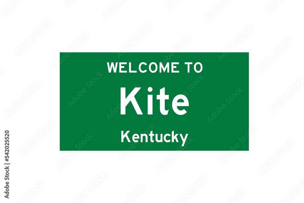 Kite, Kentucky, USA. City limit sign on transparent background. Stock ...