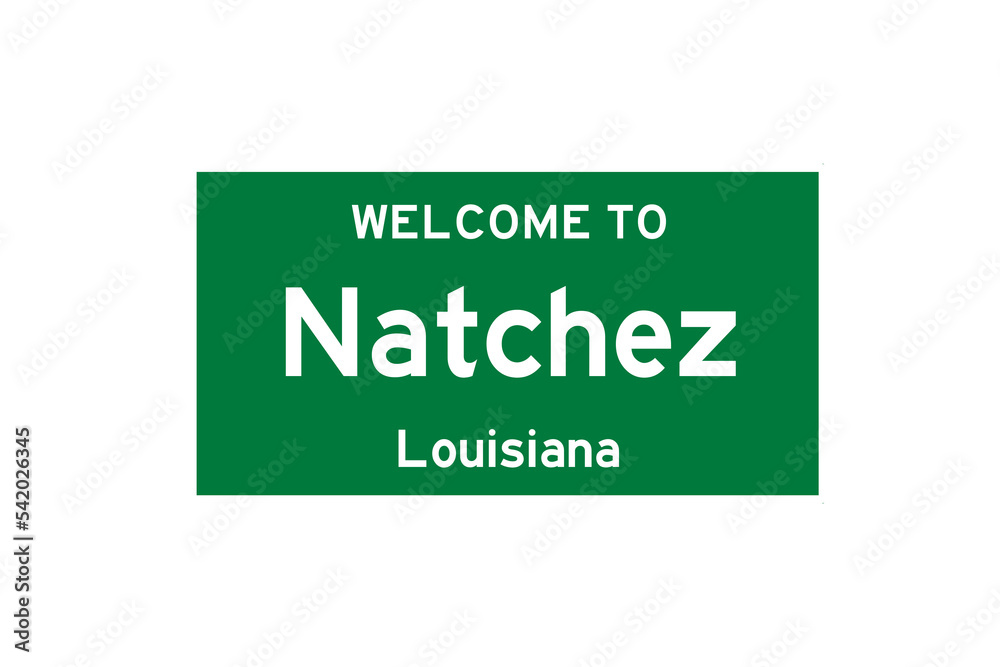 Natchez, Louisiana, USA. City limit sign on transparent background ...