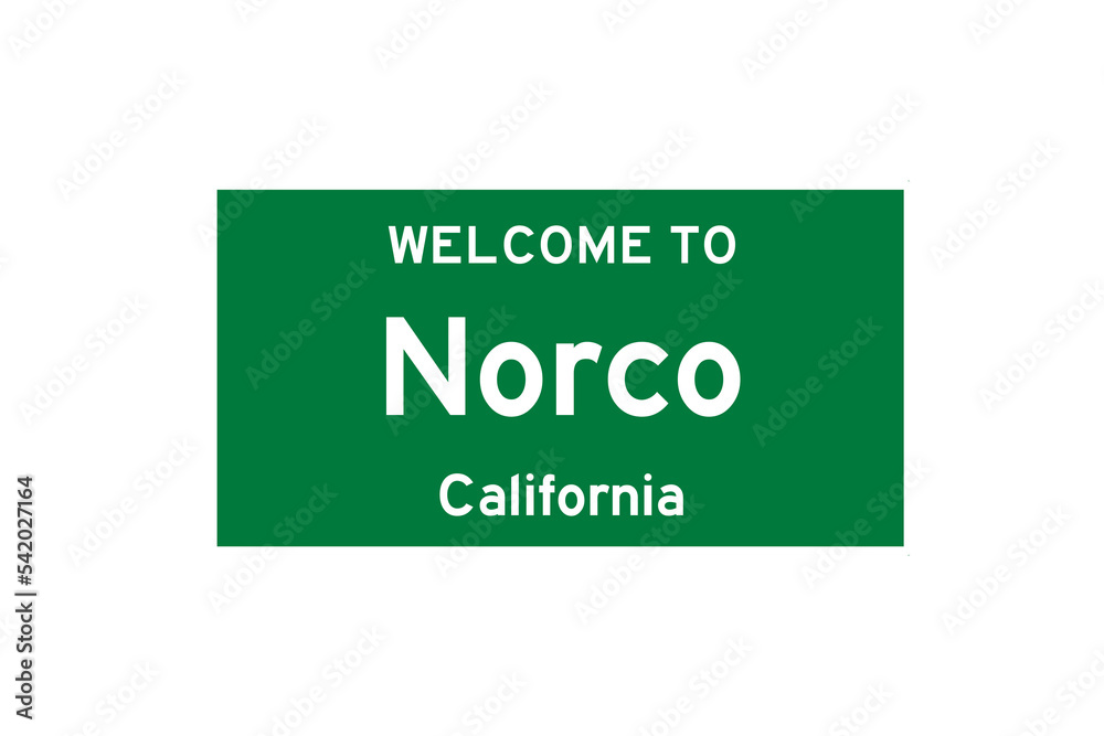 Norco, California, USA. City limit sign on transparent background ...