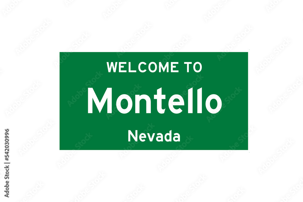 Montello, Nevada, USA. City limit sign on transparent background. Stock ...