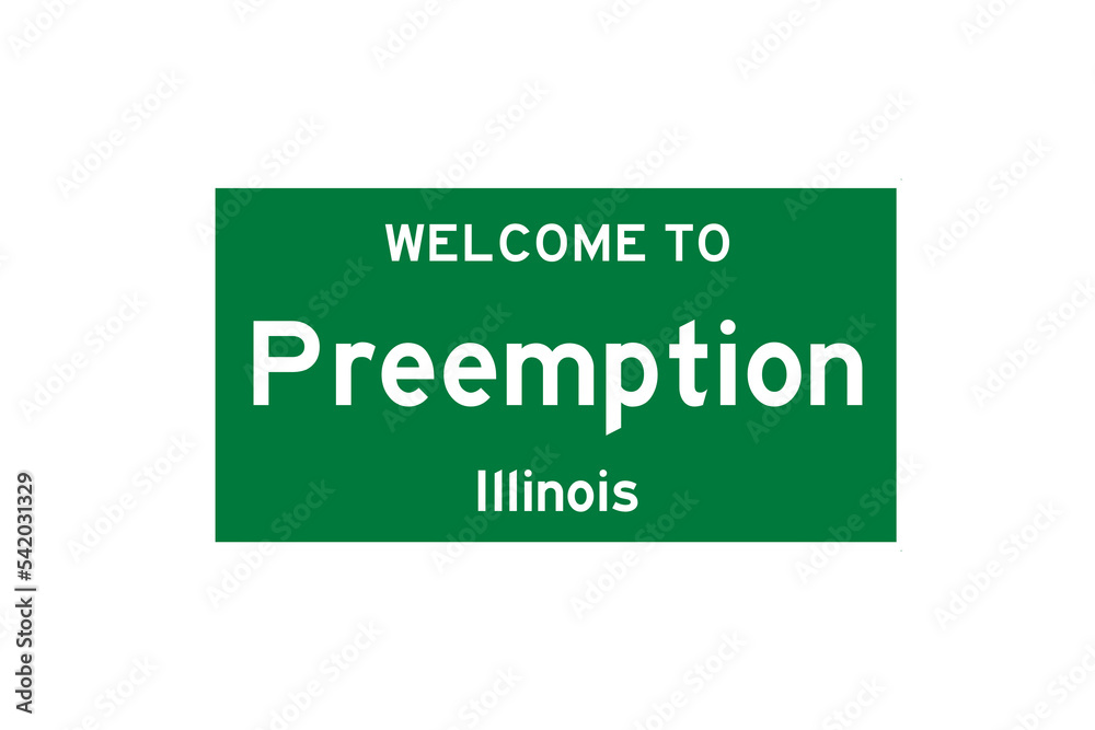 Preemption, Illinois, USA. City limit sign on transparent background ...