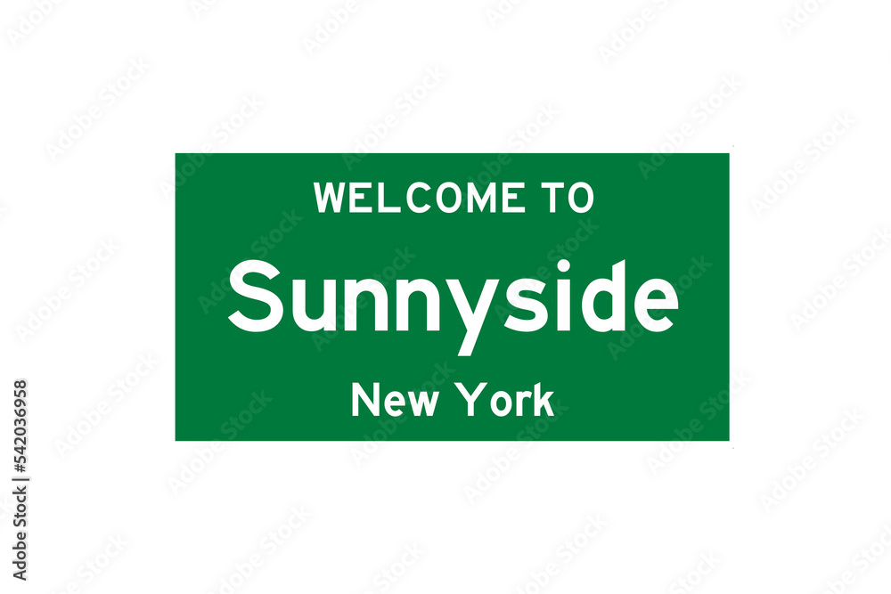 Sunnyside, New York, USA. City limit sign on transparent background ...