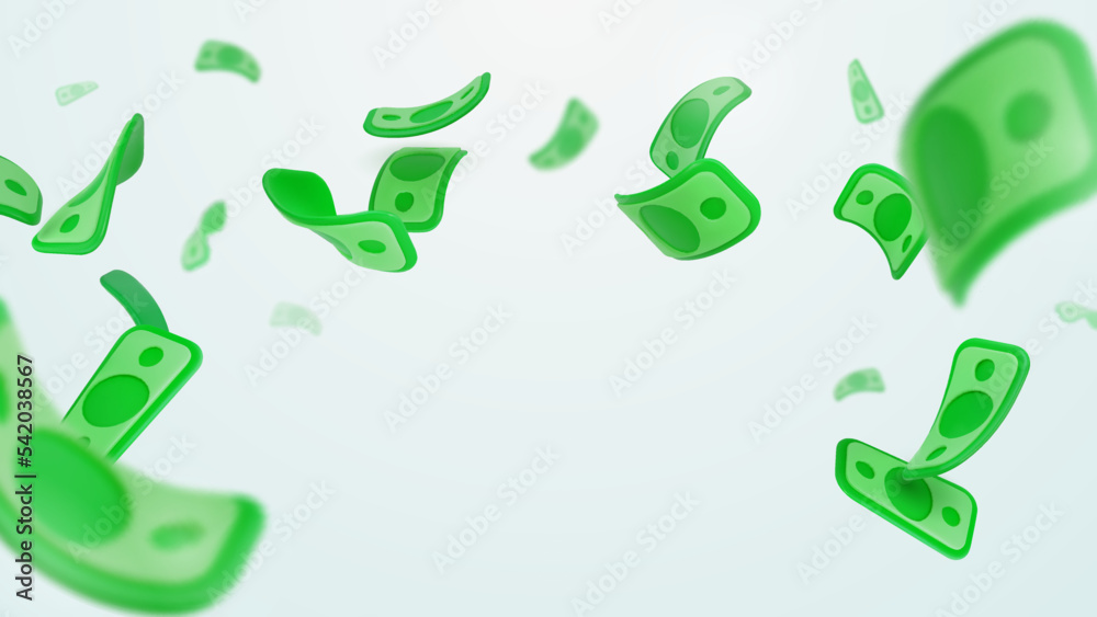 Falling dollars money 3d cartoon vector illustration. Isolated cartoon ...