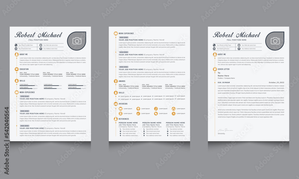 Professional Resume Layout with Cover Letter Set cv Template and Nice ...