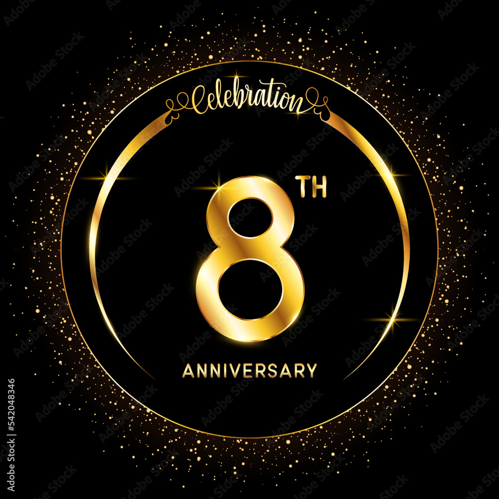 8th Anniversary. Perfect logo design to celebrate Anniversary with gold ...