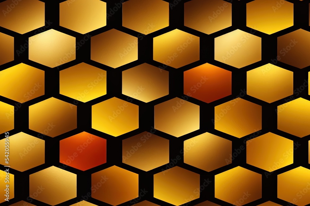 Yellow, orange, gold beehive background. Honeycomb, bees hive cells ...