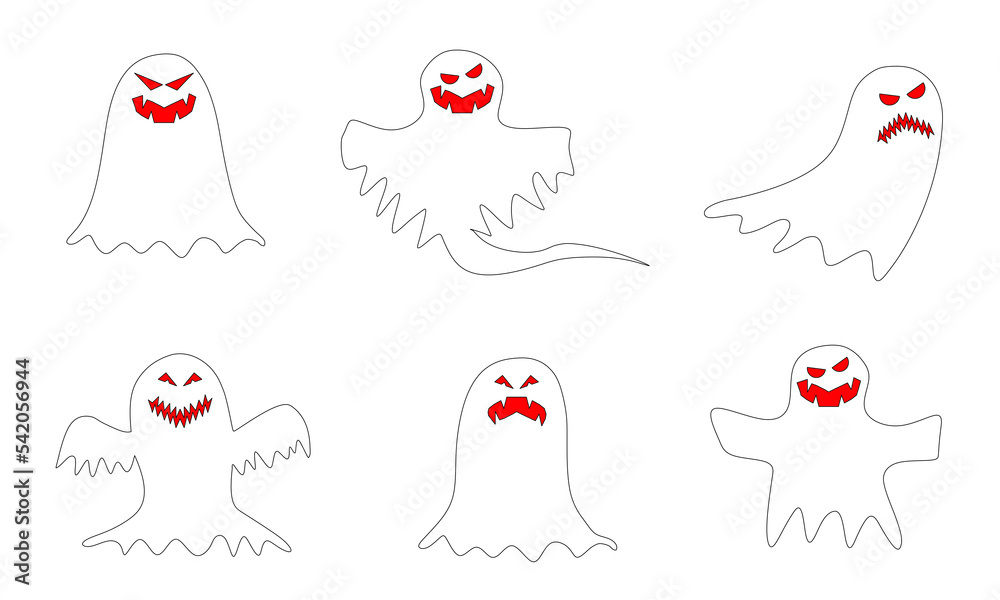 Halloween night, angry ghosts with sharp teeth, scary to make the party ...