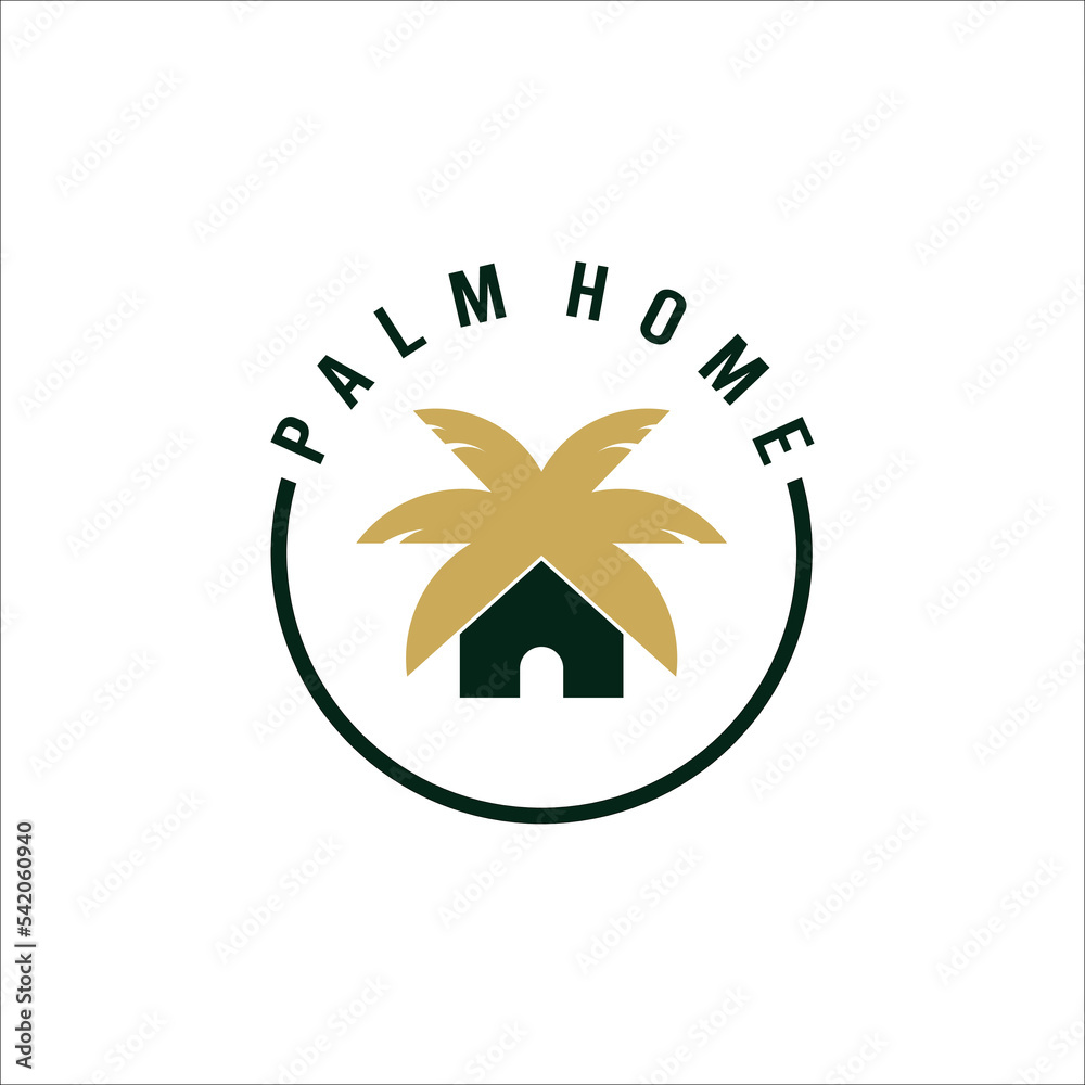 Home logo formed plam leaf symbol in white background Stock Vector ...