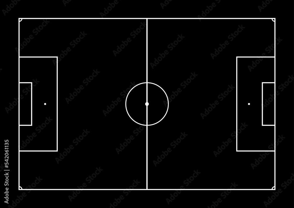 Football pitch - sport - black and white - overhead/birds eye view ...
