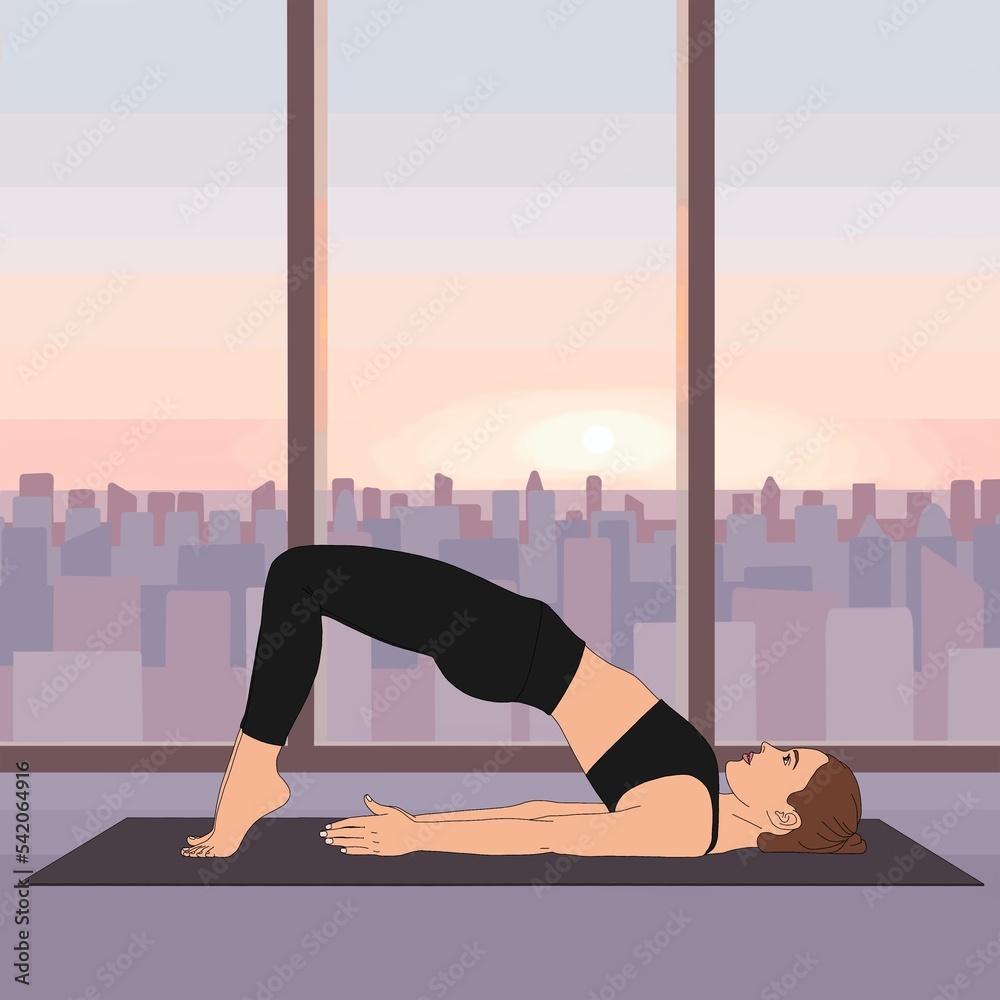 Bridge Pose / Setu Bandha Sarvangasana. Flexible woman doing stretch ...
