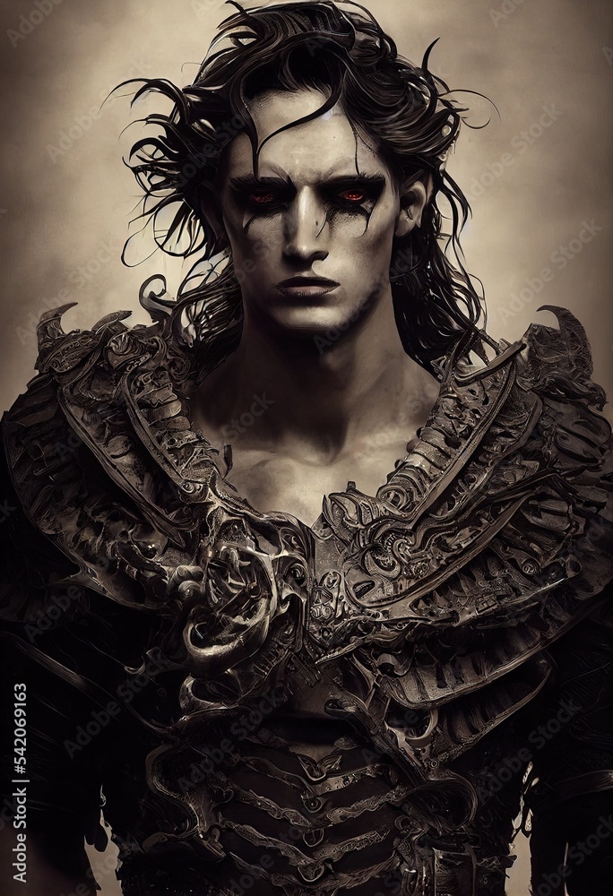 A Fictional Person Not Based On A Real Person Mystical Creepy Man With Frightening Makeup In