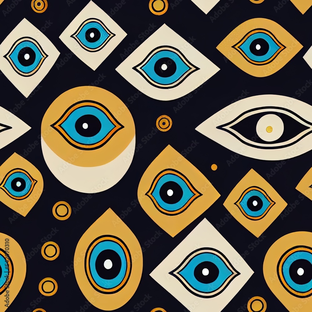 Evil eye 2d illustrated seamless pattern. Magic, witchcraft, occult ...