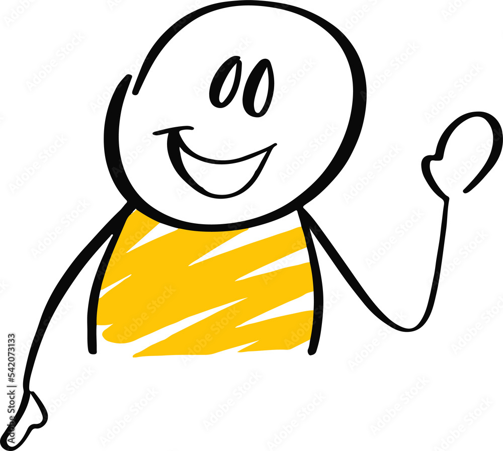 Happy character icon. Happy emoticon in hand drawn style. Funny ...