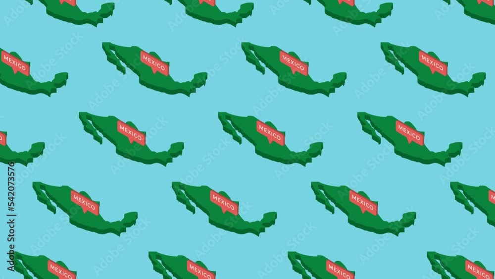 Stockvideon Green isometric maps of country Mexico with orange pointer ...