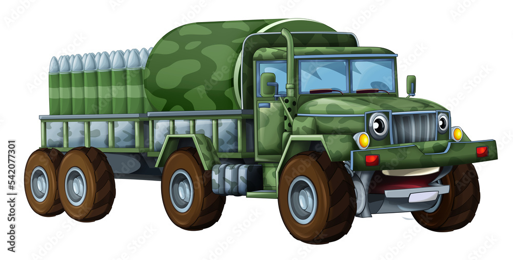 cartoon happy and funny off road military truck isolated Stock ...