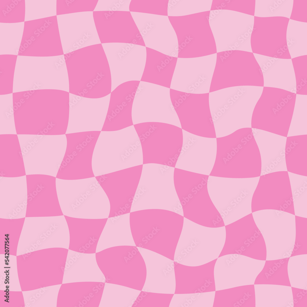 Y2k seamless pattern with chess, wave, distorted checkered. Vector ...