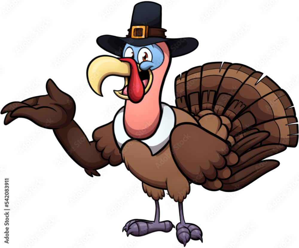 Turkey With Pilgrim Hat. Vector clip art illustration with simple ...
