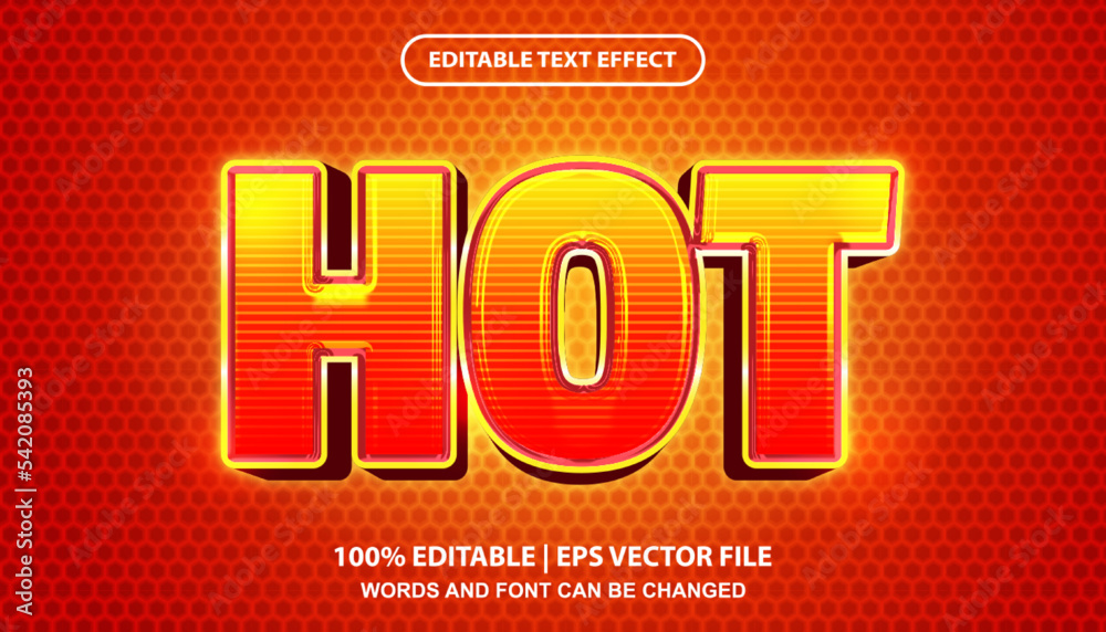 Hot editable text effect template, bright red and yellow gradient with ...