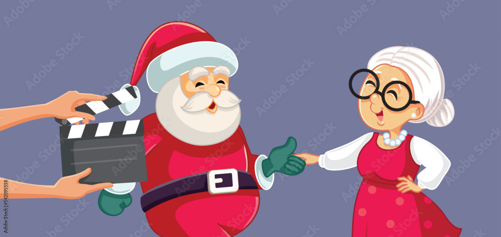 Actors Filming a Christmas Musical Comedy Vector Cartoon Illustration ...