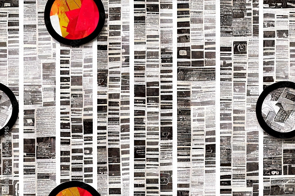Abstract seamless pattern with scuffed collage of newspaper or magazine ...