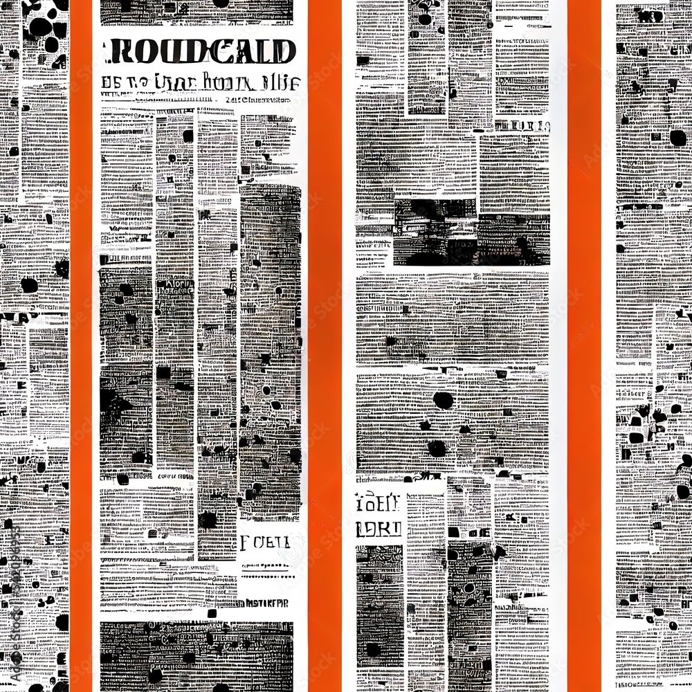 Abstract seamless pattern with illegible newspaper text, titles ...