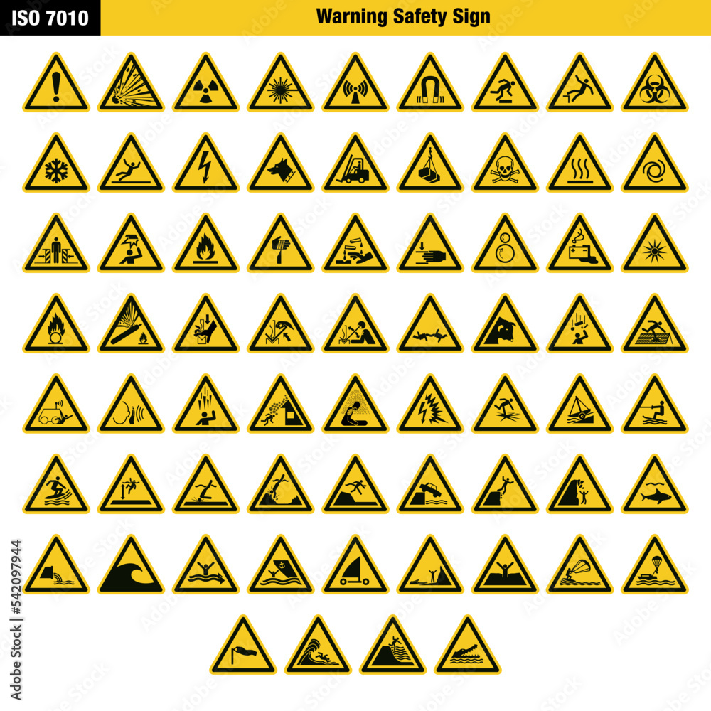 Original ISO 7010 Warning Safety Sign Symbol Icon Pictogram Compilation ...