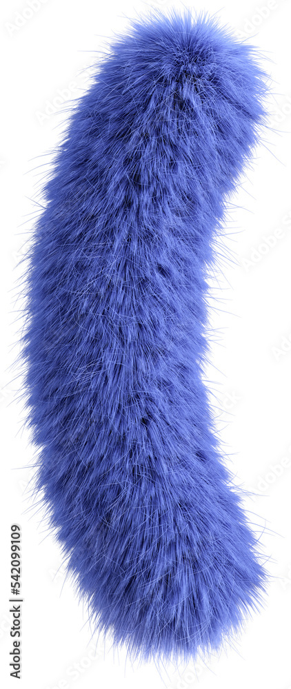 Blue 3D Fluffy Symbol Left Parenthesis. 3d render illustration isolated ...