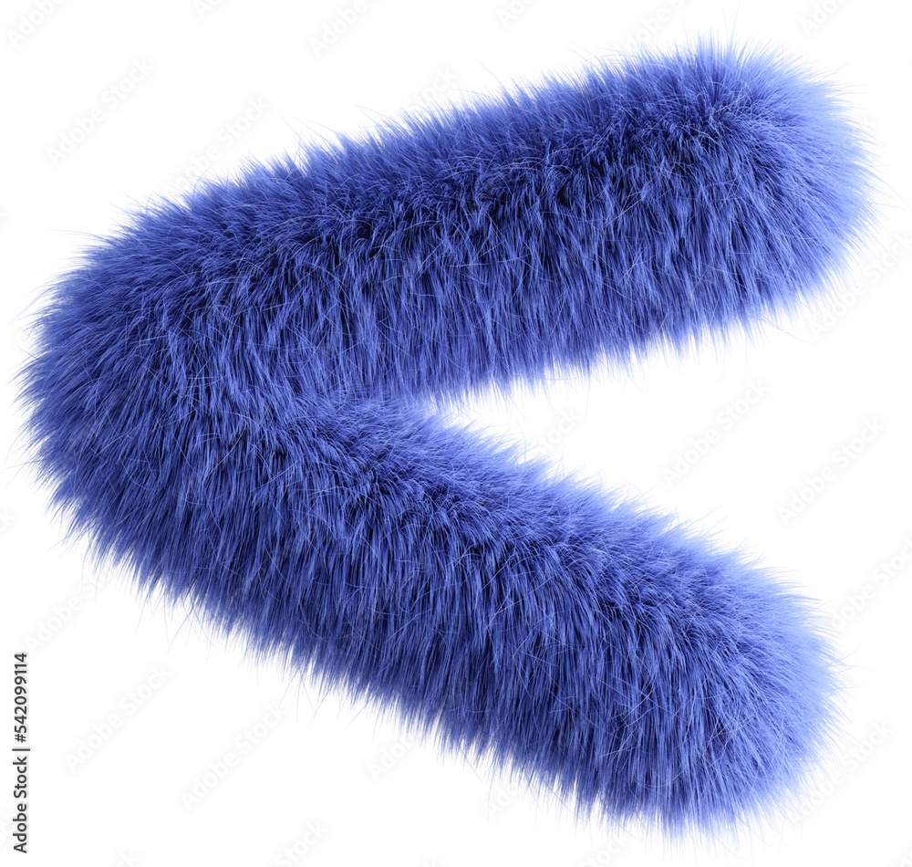 Blue 3D Fluffy Symbol Less Than. 3d render illustration isolated on ...