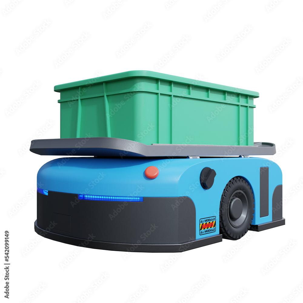 Robot automated guided vehicle AGV on transparent background. Stock ...