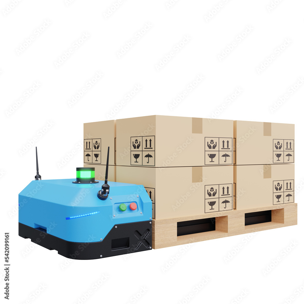 Robot automated guided vehicle AGV on transparent background. Stock ...