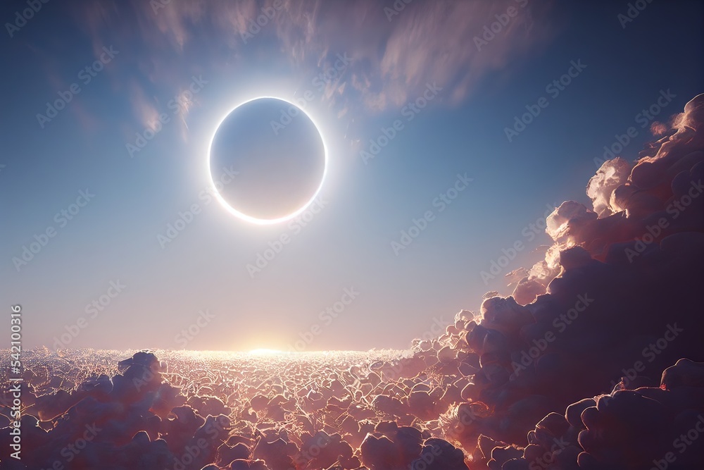 3D rendered computer generated image of heaven. Heavenly light above ...