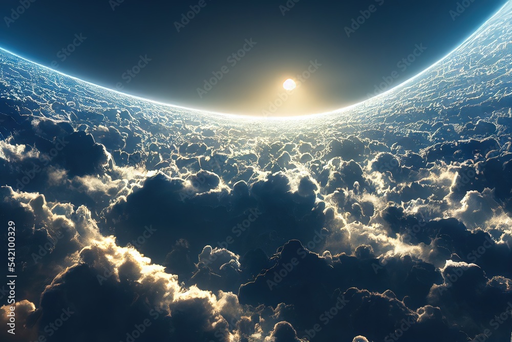 3D rendered computer generated image of heaven. Heavenly light above ...