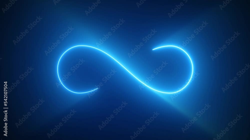 Blue Infinity Symbol with Glowing Light and Motion Blur on Dark ...