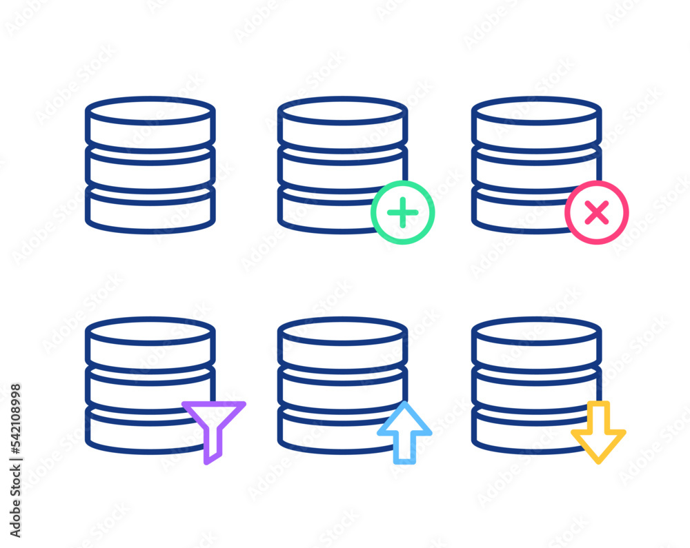 Database Manipulation Icon Set Vector Add Remove Delete Filter Upload ...