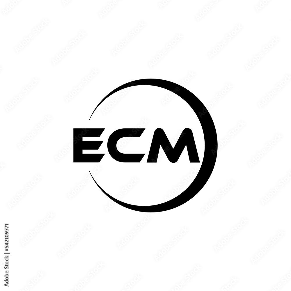 ECM letter logo design with white background in illustrator, cube logo ...