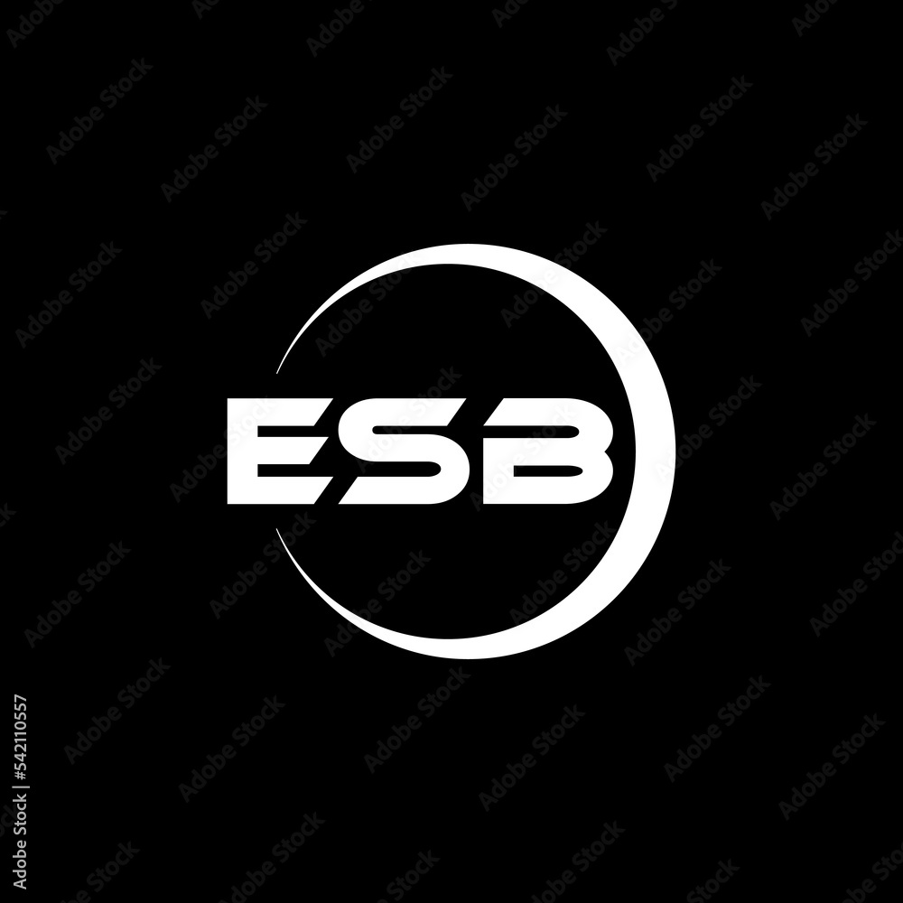 ESB letter logo design with black background in illustrator, cube logo ...