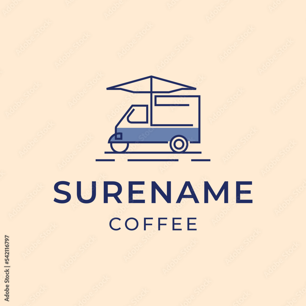 tuk tuk vehicle coffee beach logo with palm illustration custom logo ...