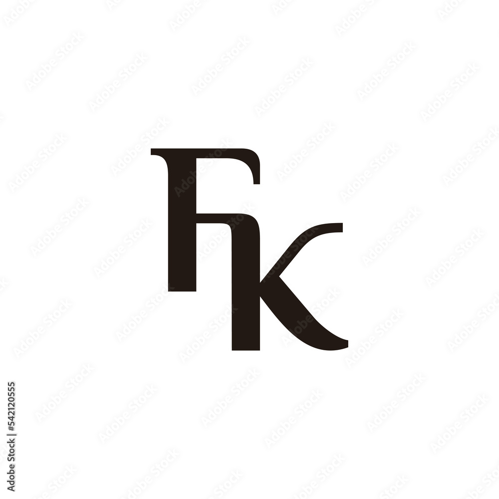 letter fk simple linked font logo vector Stock Vector | Adobe Stock