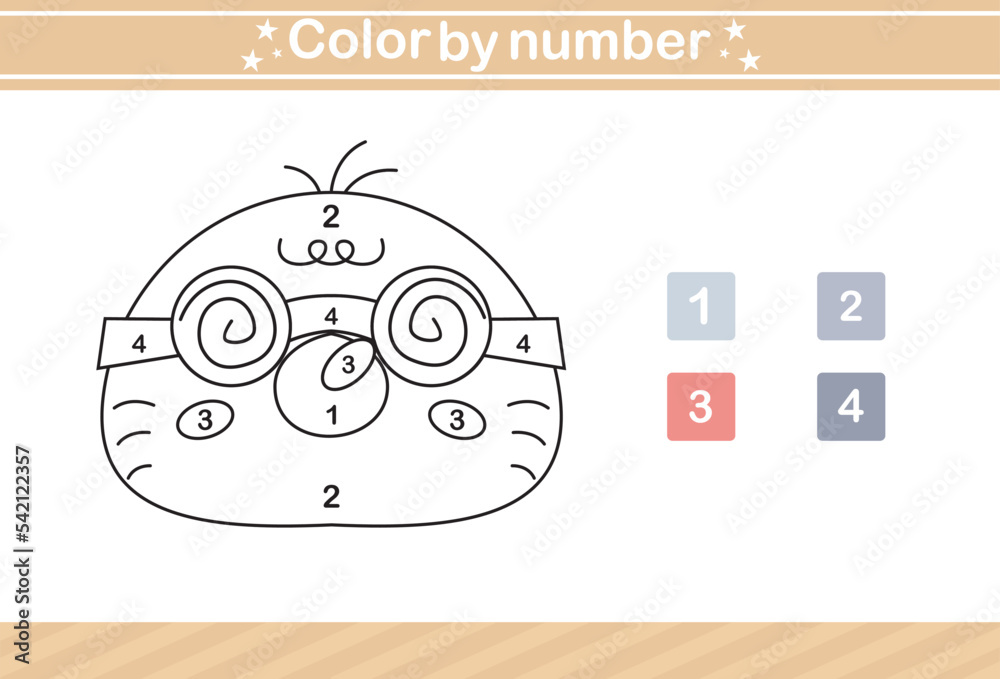 color by number of cute animal.Educational game suitable for kids and ...