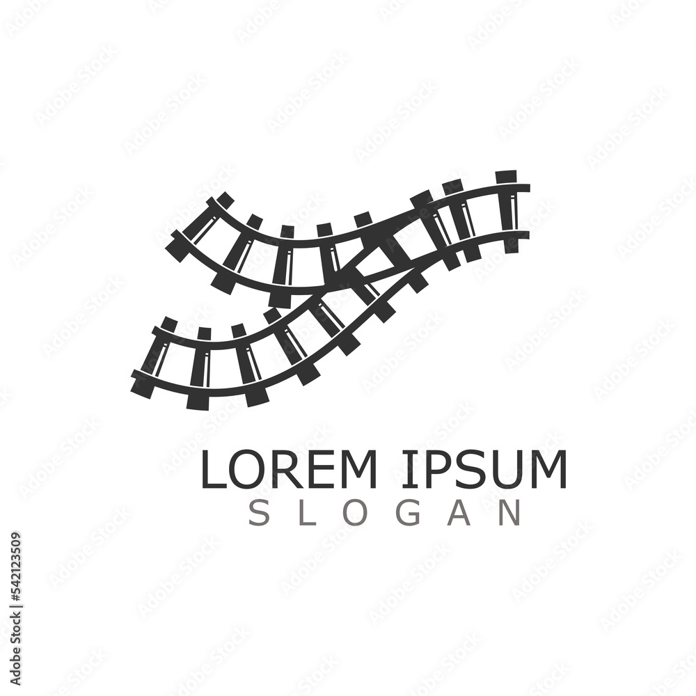 Train Track logo image railroad design template icon vector Stock ...
