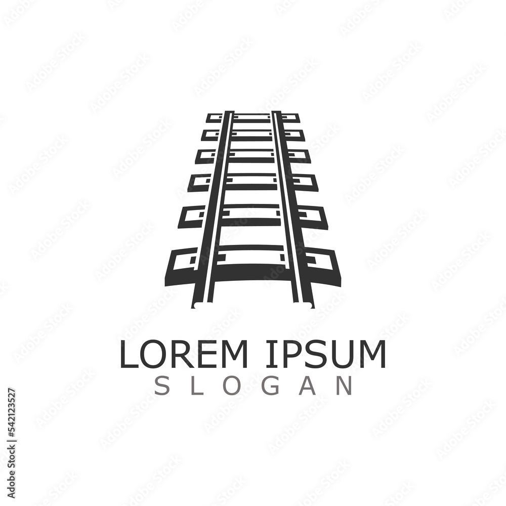 Train Track logo image railroad design template icon vector Stock ...