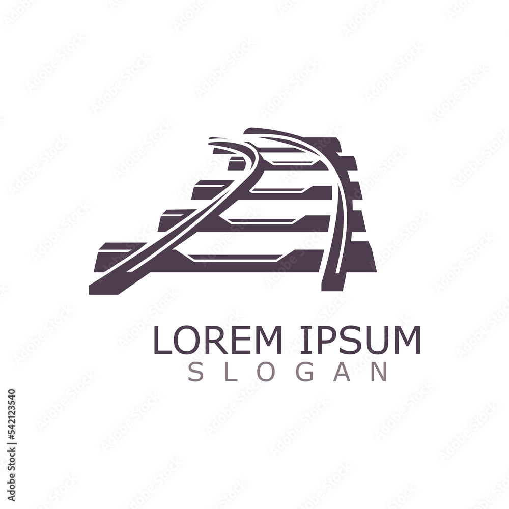 Train Track logo image railroad design template icon vector Stock ...