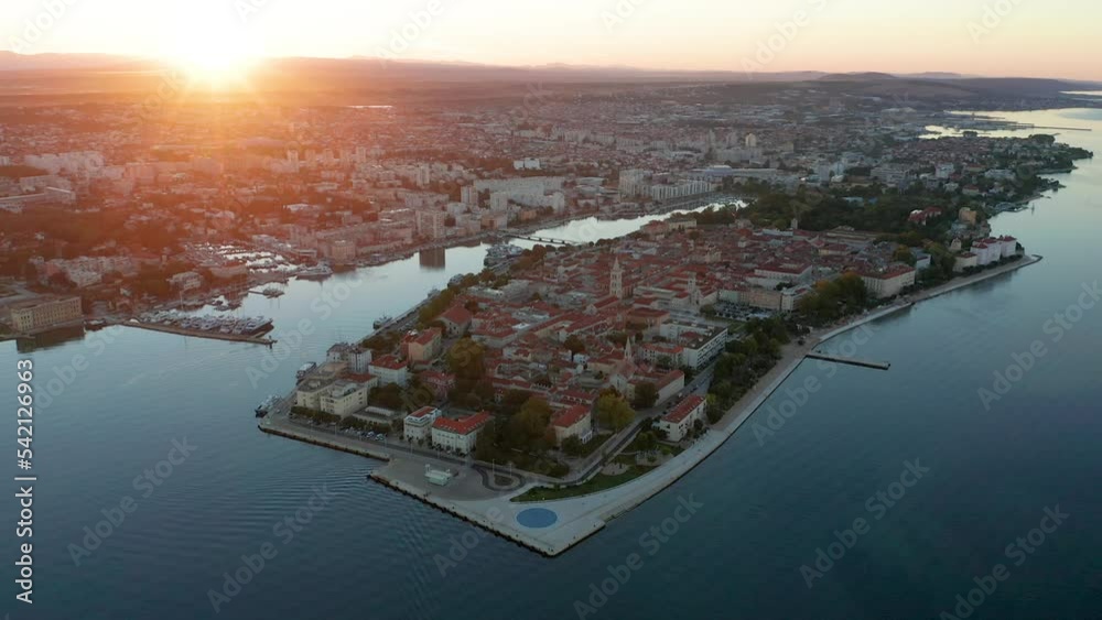 Zadar, Croatia - 4K Flying towards and descending to the old town of ...