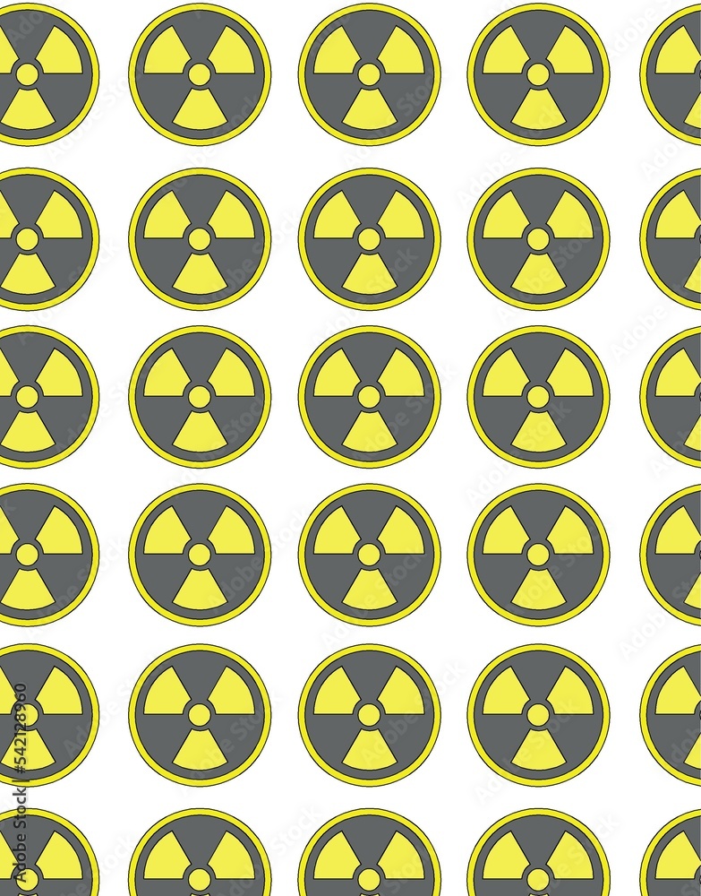 Radiation symbol. Radiation yellow and black sign board with symbol ...