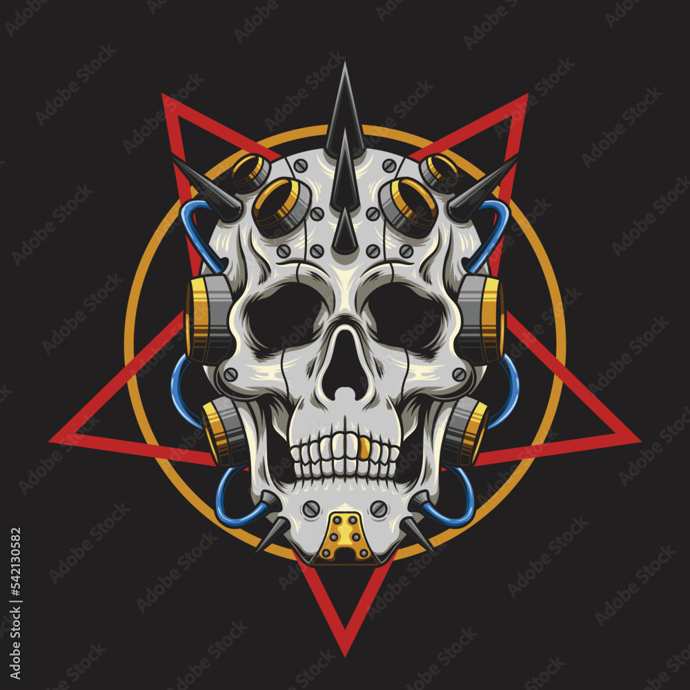 vector illustration of skull robot head Stock Vector | Adobe Stock