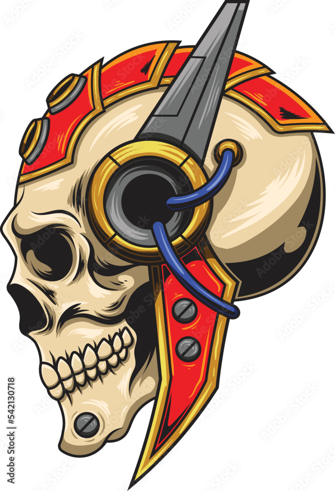vector illustration of skull robot head Stock Vector | Adobe Stock